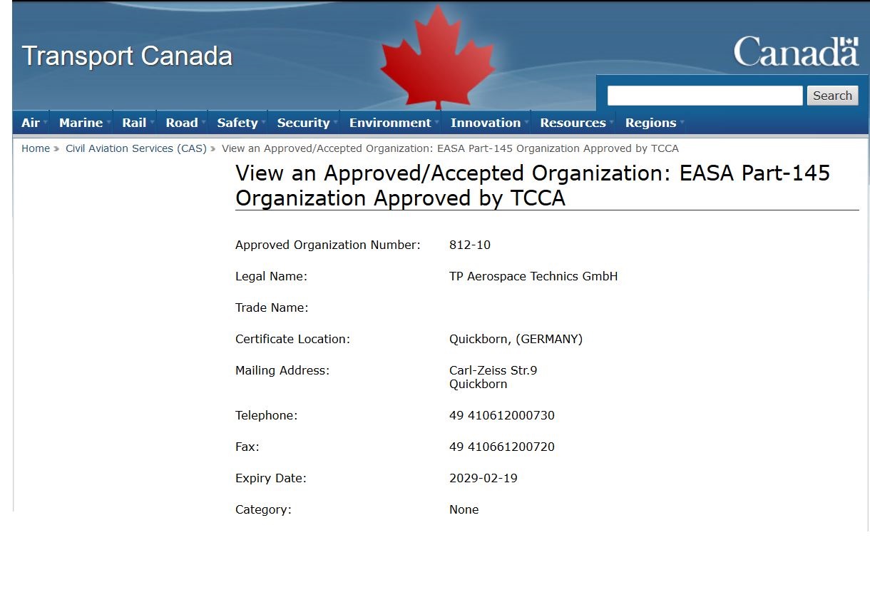 Quality & Safety – TP Aerospace